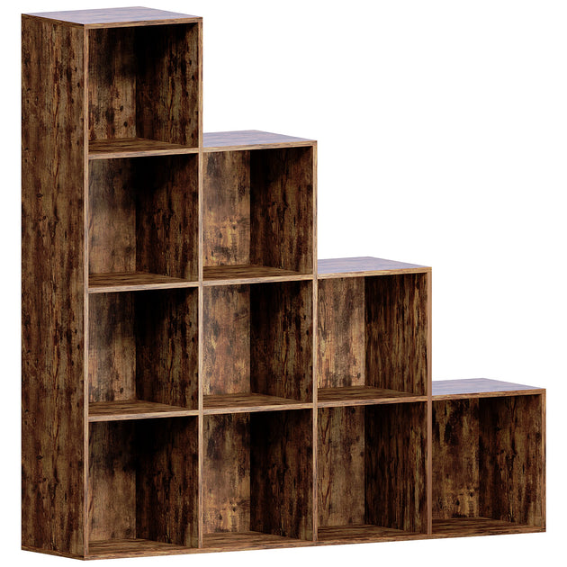 Durham 10-Cube Staircase Storage Unit - Dark Wood | Home Discount Ltd