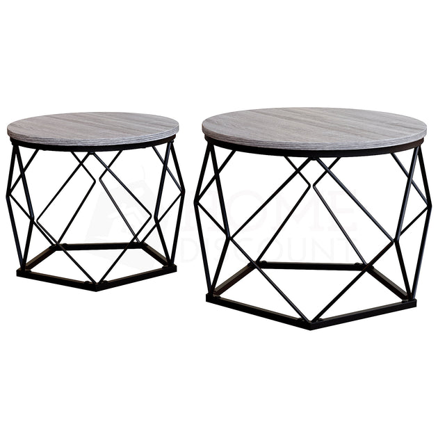 Brooklyn Nest of 2 Geometric Tables - Grey | Home Discount Ltd