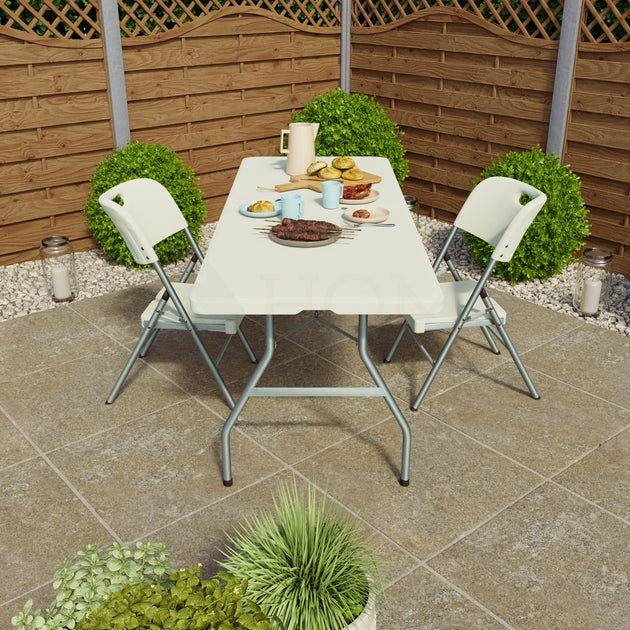 Folding 6ft Table & Set of 2 Folding Chairs | Home Discount Ltd