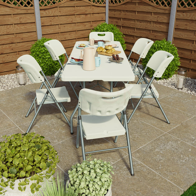 Folding 6ft Table & Set of 6 Folding Chairs | Home Discount Ltd