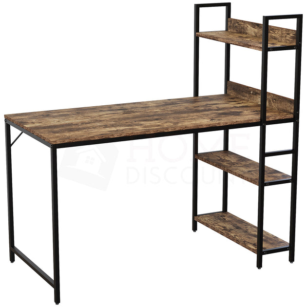 Brooklyn Computer Desk With 3 Shelves - Dark Wood | Home Discount Ltd